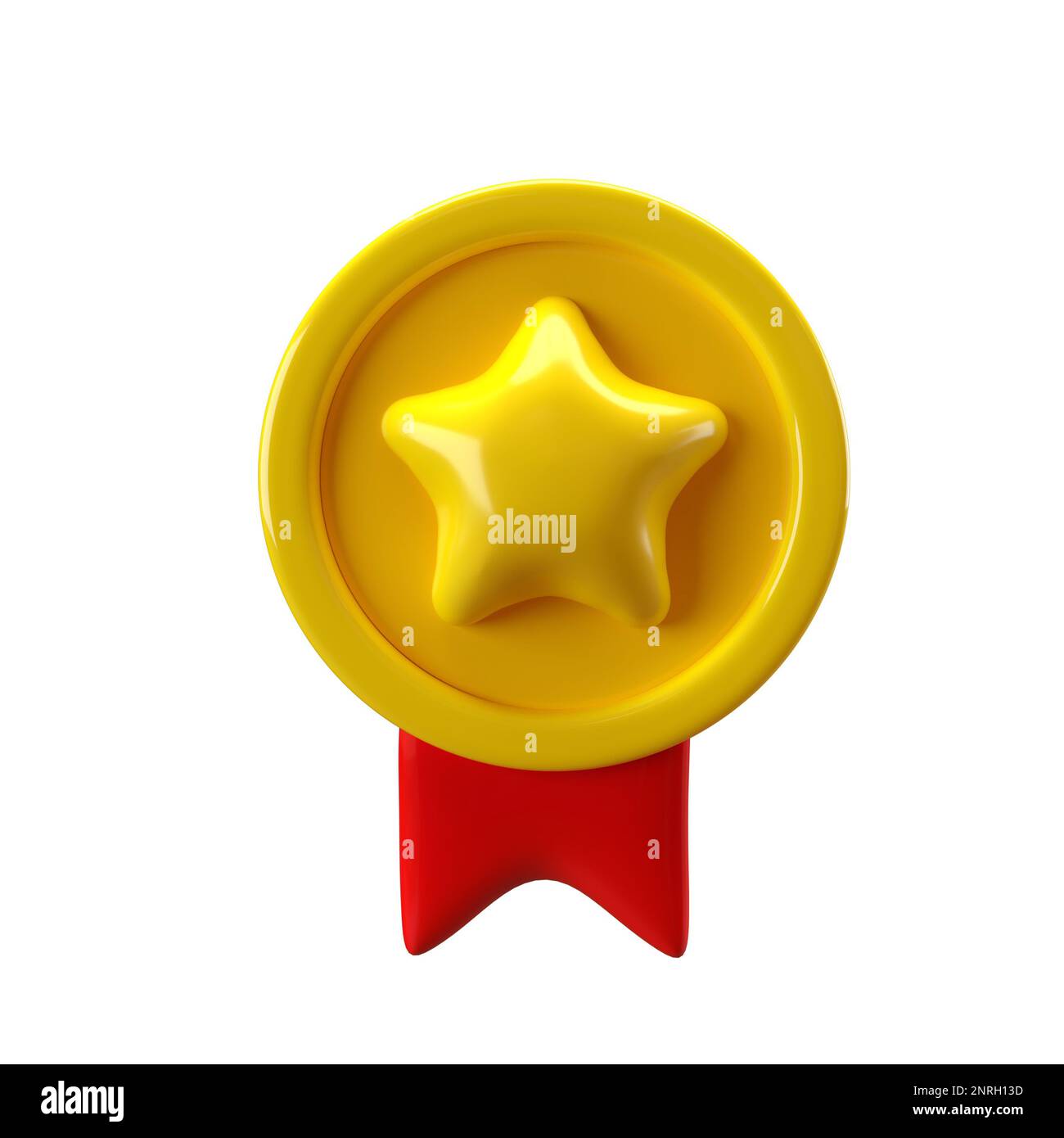 Reward Winner yellow medal with star and red ribbon. 3d illustration ...