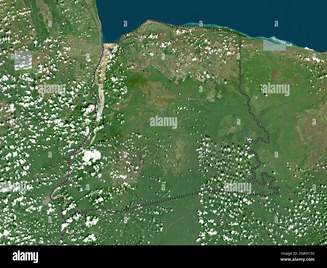 Nickerie, district of Suriname. High resolution satellite map Stock ...