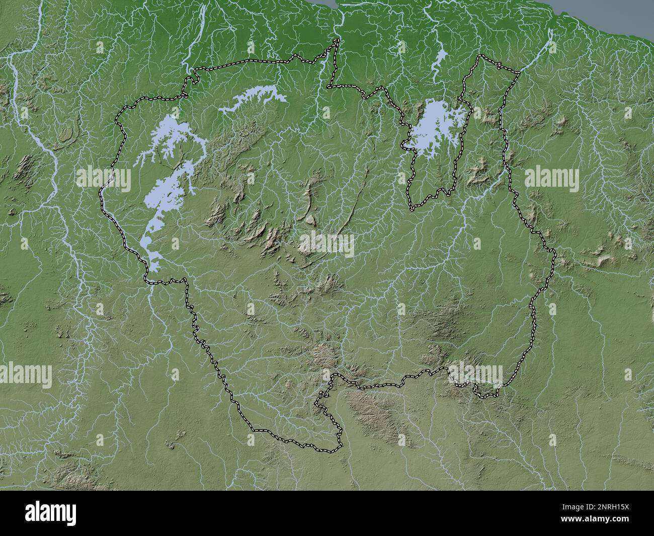 Sipaliwini, district of Suriname. Elevation map colored in wiki style ...