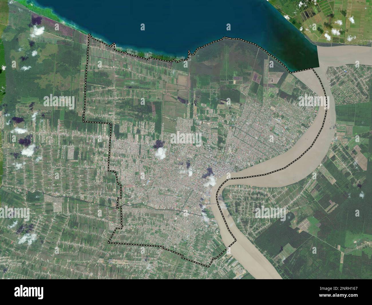 Paramaribo, district of Suriname. High resolution satellite map Stock ...