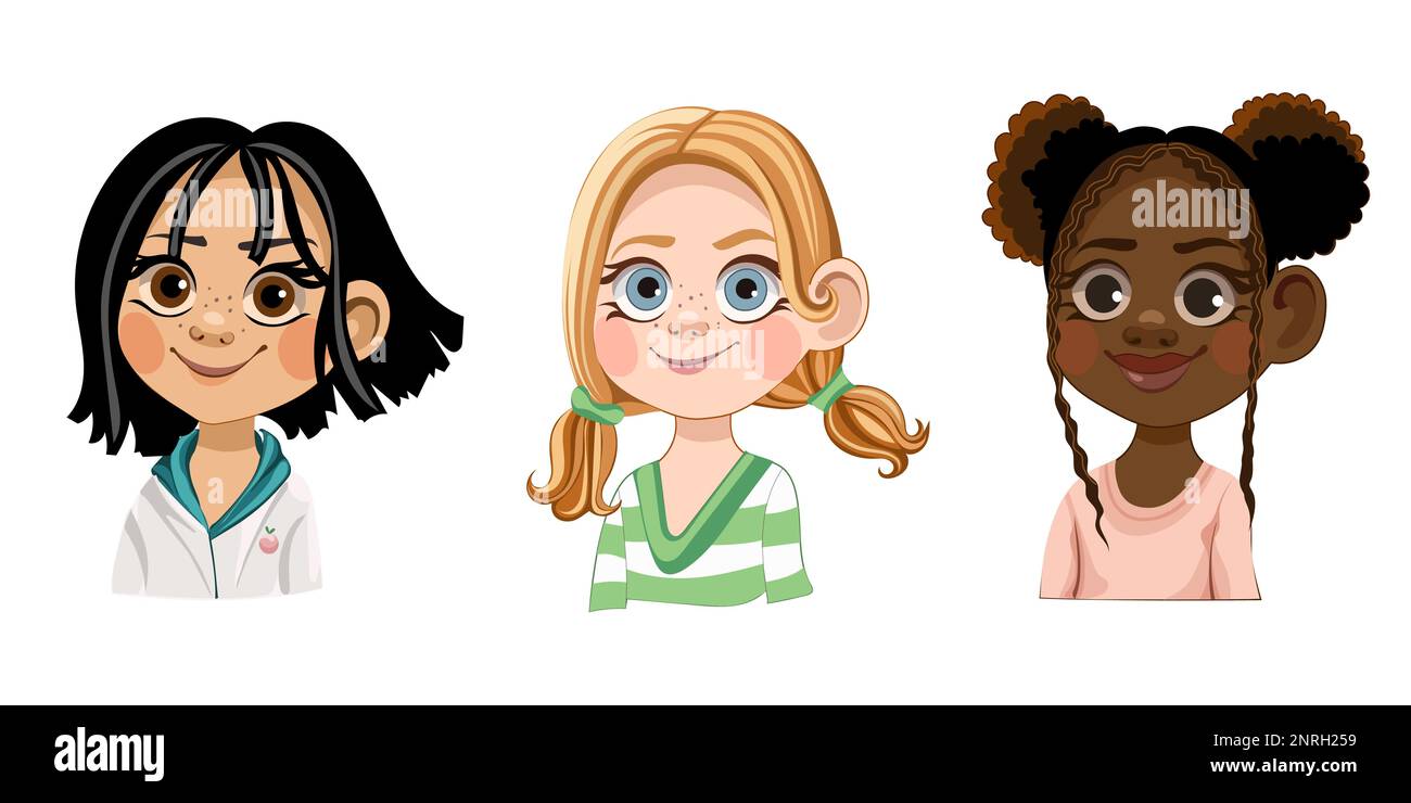 Avatars of kids with positive expression on faces Stock Vector Image ...