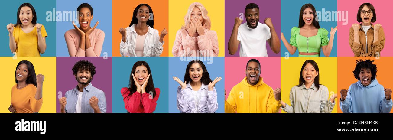 Set millennials emotional portraits hi-res stock photography and images ...