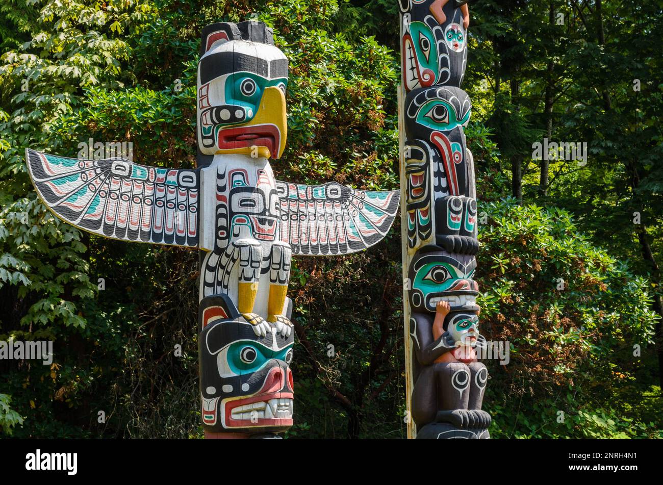 Native American Totem poles in Stanley Park, Vancouver Stock Photo - Alamy