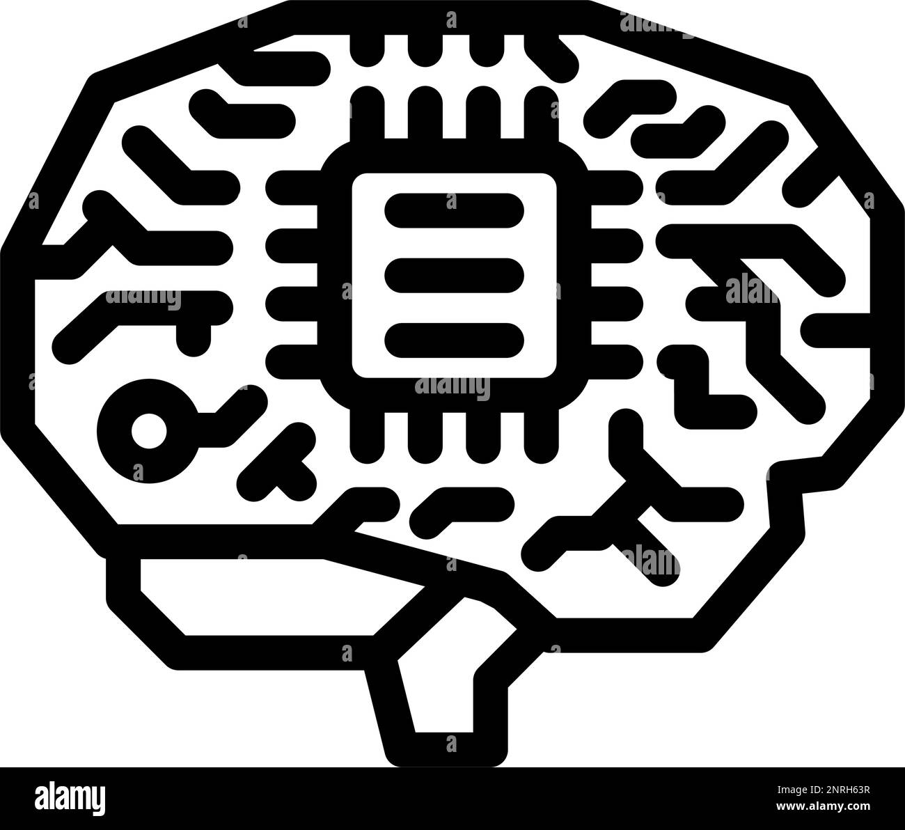 technology brain line icon vector illustration Stock Vector Image & Art ...