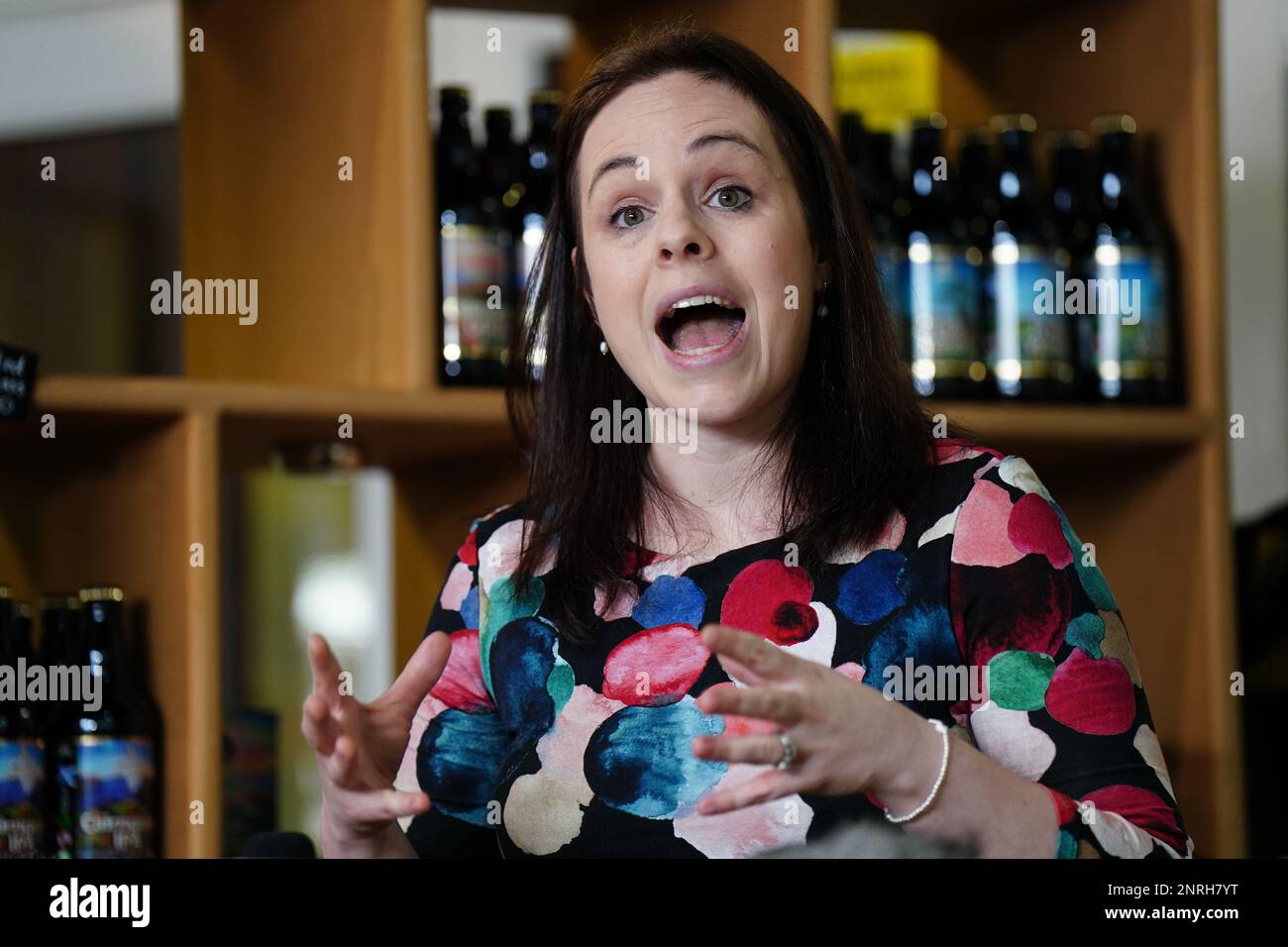 Scottish National Party leadership candidate Kate Forbes delivers a ...