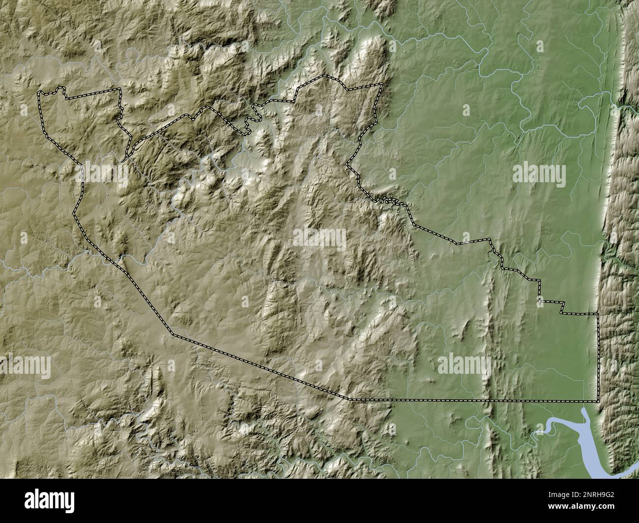 Shiselweni, district of Eswatini. Elevation map colored in wiki style ...
