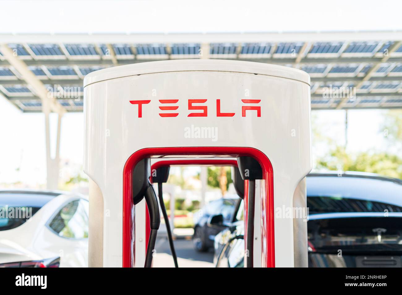 Tesla charding station Stock Photo - Alamy