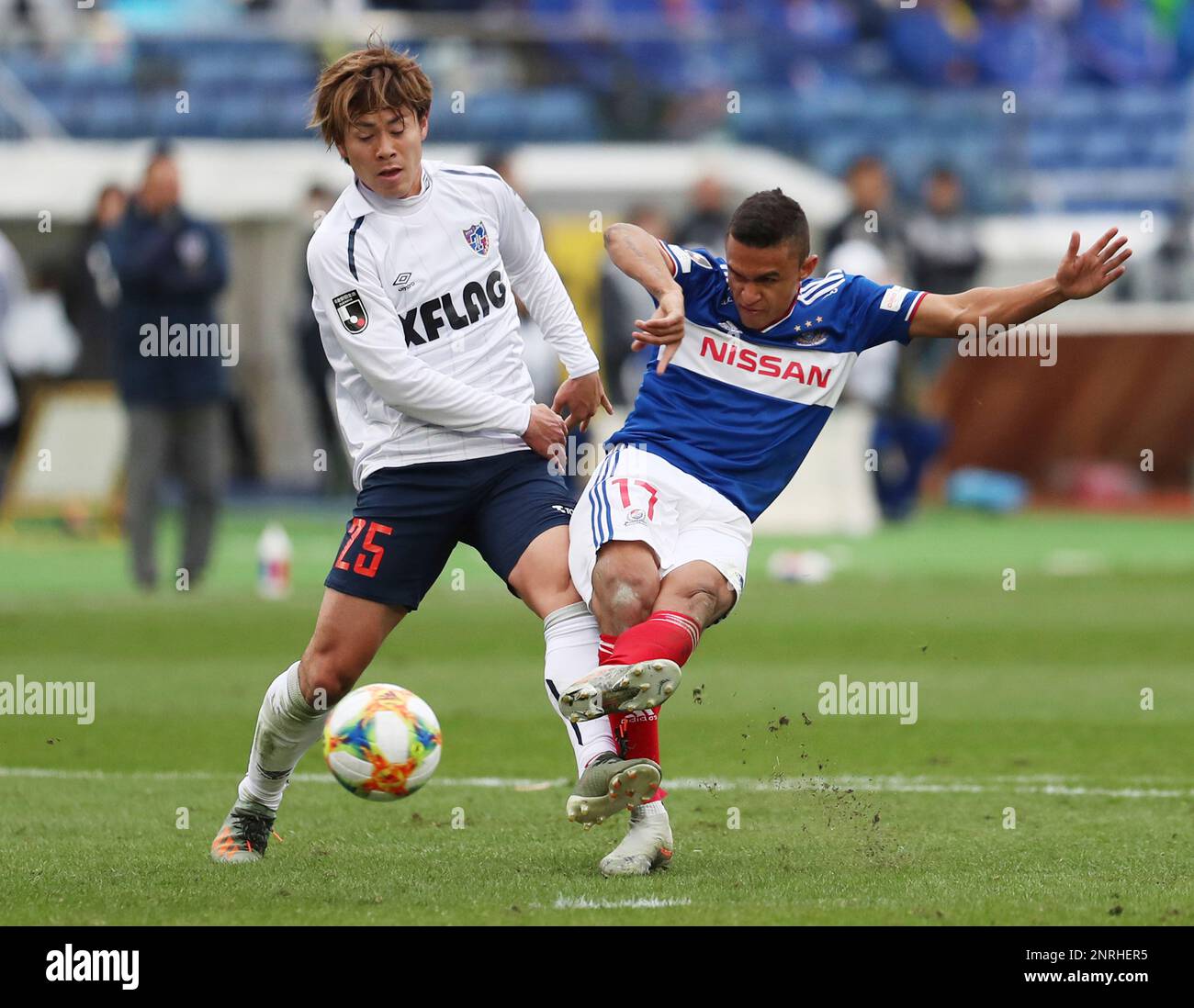 Yokohama's Erik of Brazil scores the team's second goal in the first ...