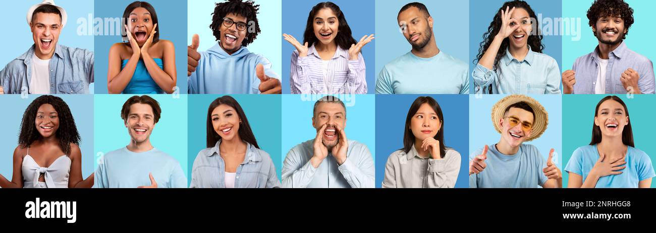 Diverse Multiethnic People Expressing Different Emotion While Standing ...