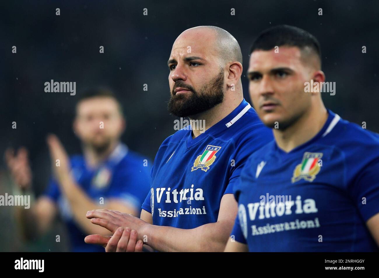 Simone Ferrari (L) and Danilo Fischetti (R) of Italy greet their ...