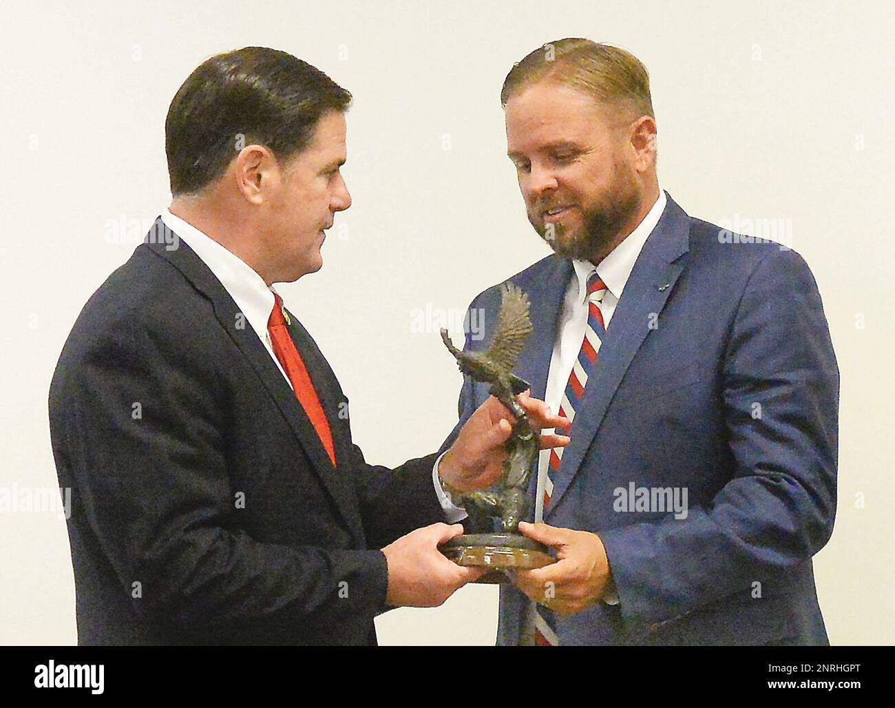 Yuma's Jonathan Lines, right, talks with Arizona Gov. Doug Ducey about ...