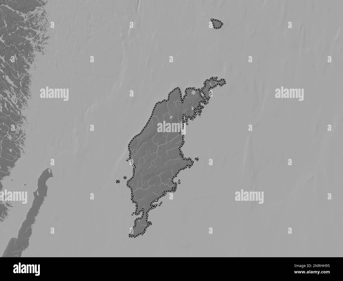 Gotland, county of Sweden. Bilevel elevation map with lakes and rivers ...