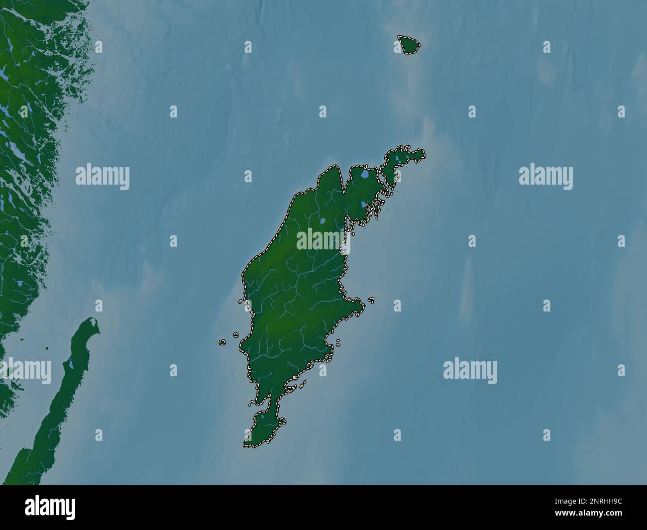 Gotland, county of Sweden. Colored elevation map with lakes and rivers ...