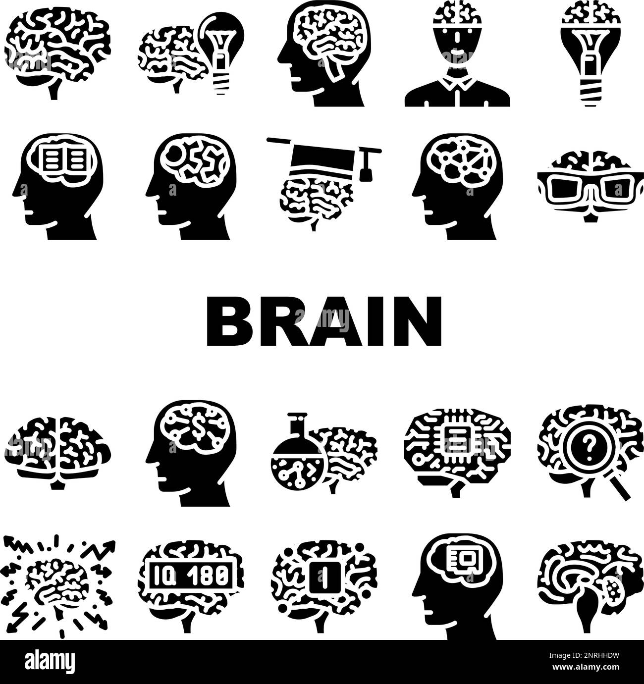 brain mind human head icons set vector Stock Vector Image & Art - Alamy