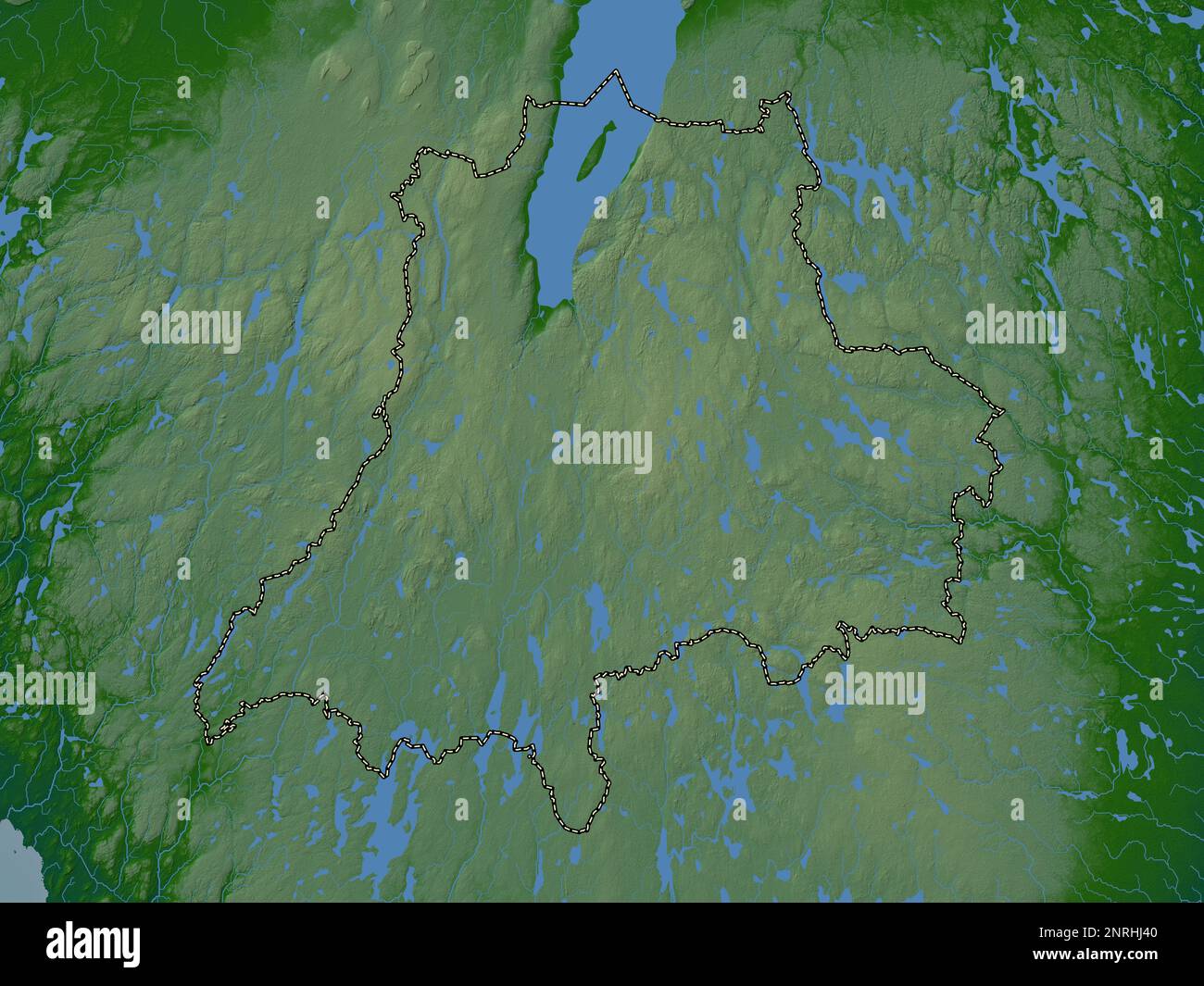 Jonkoping, county of Sweden. Colored elevation map with lakes and ...