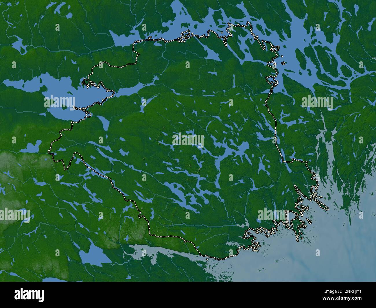 Sodermanland, county of Sweden. Colored elevation map with lakes and ...