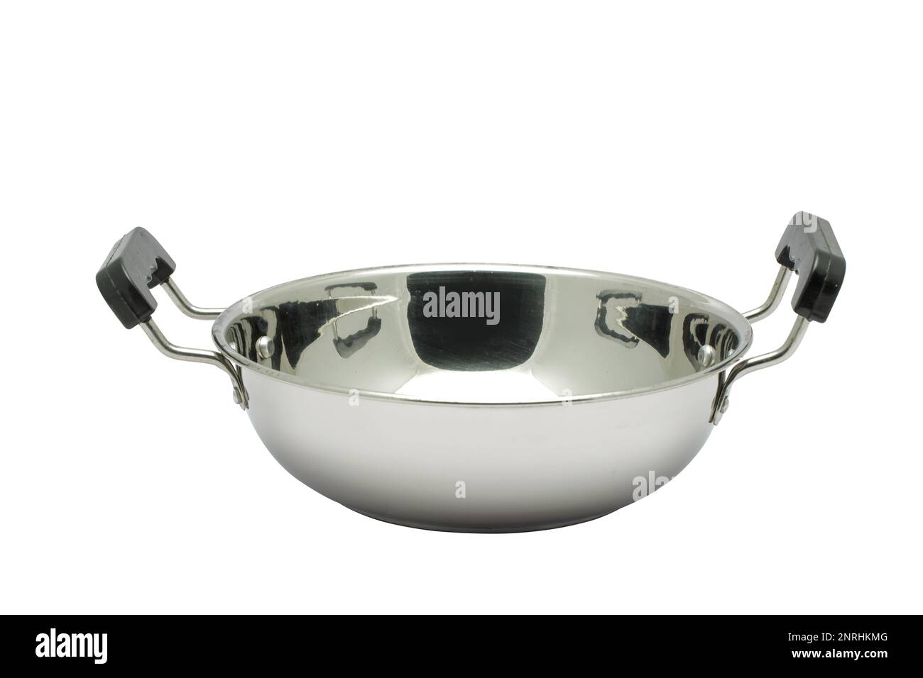 Steel utensils, isolated images of steel kitchen wares placed on white ...