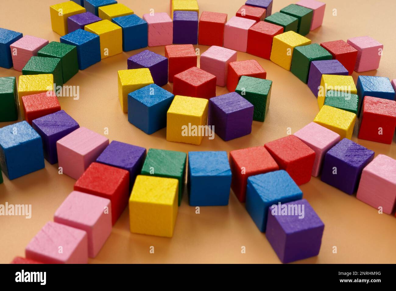 Circle of colored cubes. Abstract concept of company structure and ...