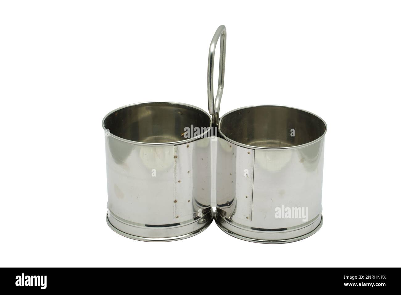 Steel utensils, isolated images of steel kitchen wares placed on white ...