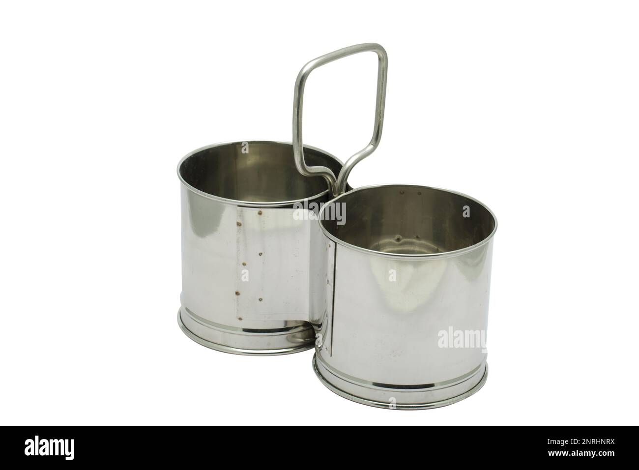 Steel utensils, isolated images of steel kitchen wares placed on white ...