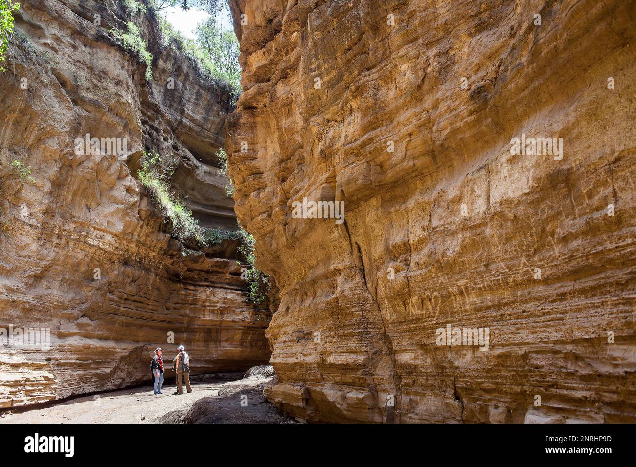 Hikers in the gorge, Hells Gate National Park in Kenya Stock Photo - Alamy