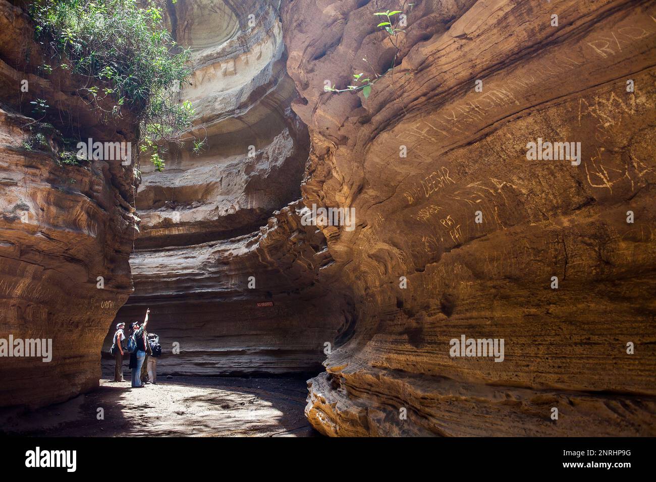 Hikers in the gorge, Hells Gate National Park in Kenya Stock Photo - Alamy