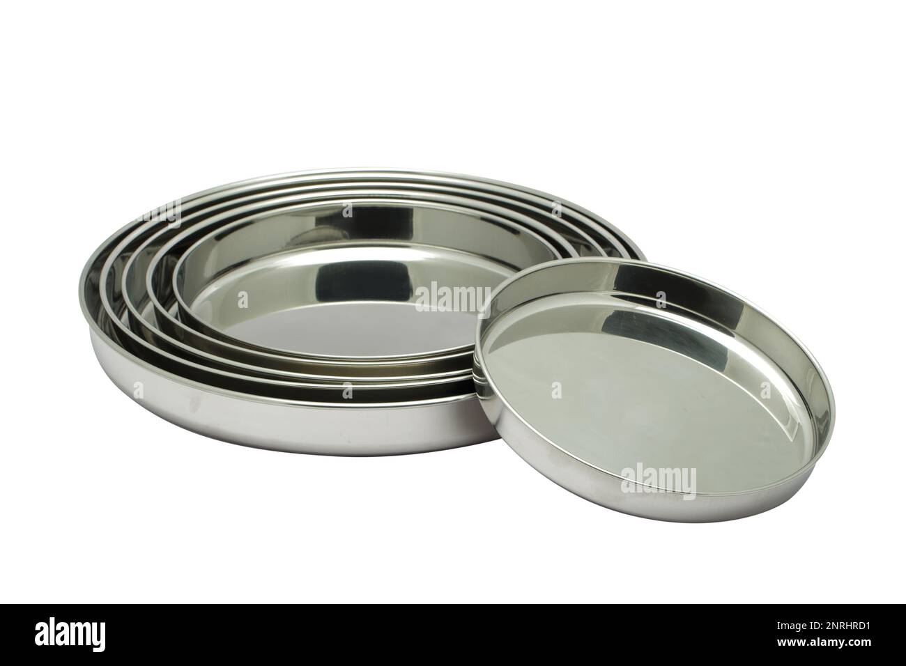 Steel utensils, isolated images of steel kitchen wares placed on white ...