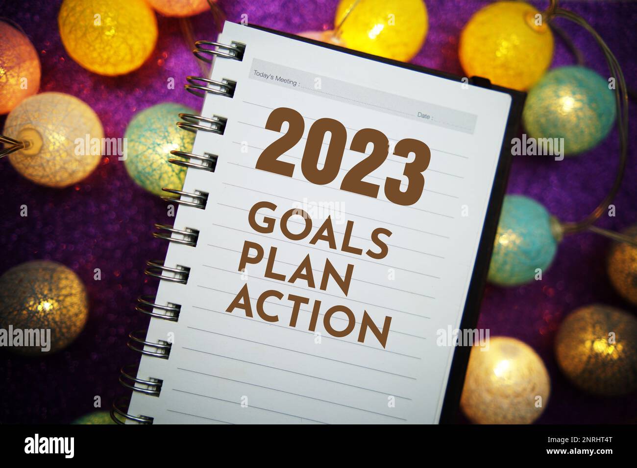 2023 Resolution Goals, Plan, Action text message on notepad background ...