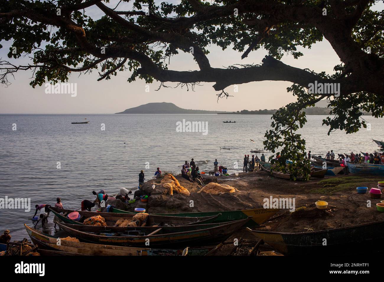 Port, the fishing village of Litari, Rusinga Island, Lake Victoria ...