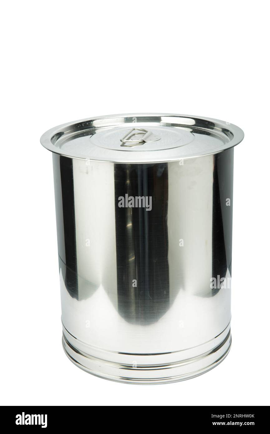 Steel utensils, isolated images of steel kitchen wares placed on white ...