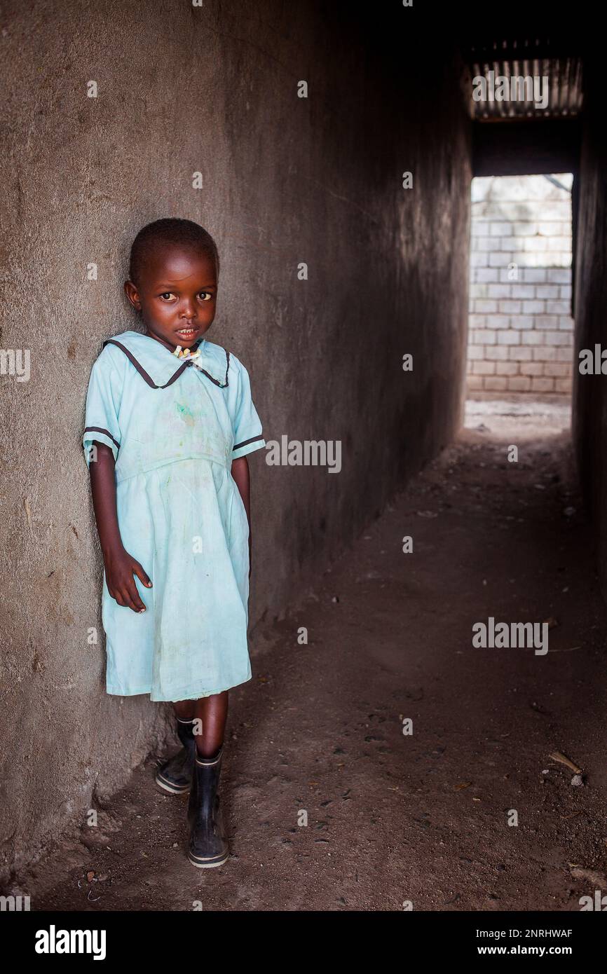 Girl, in the fishing village of Kolunga, Rusinga Island, Lake Victoria ...