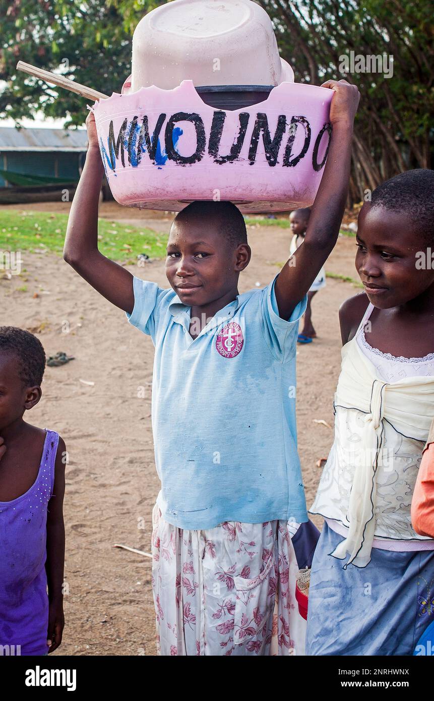 Children, in the fishing village of Kolunga, Rusinga Island, Lake ...