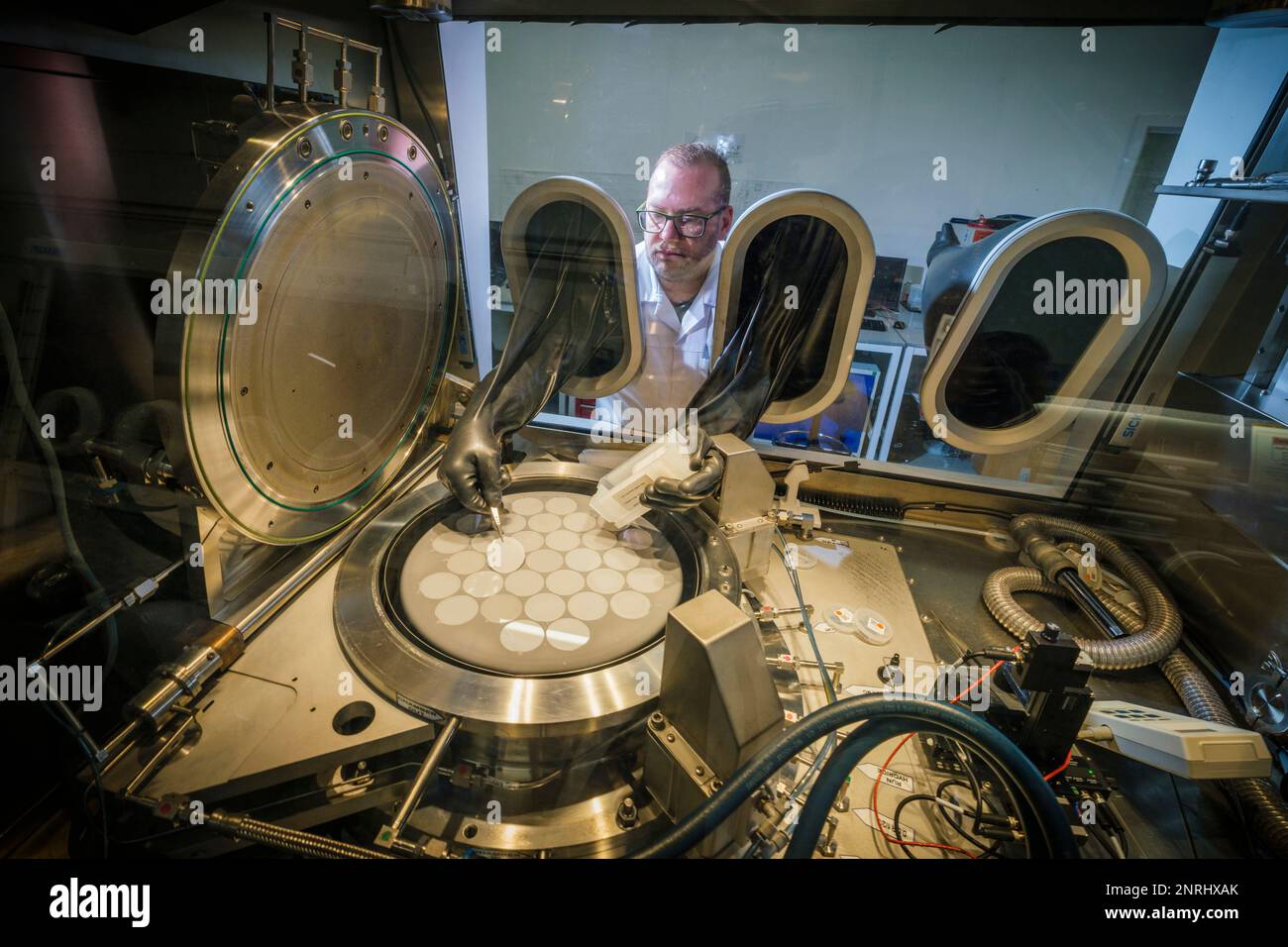 Wafer chips being loaded into a metal organic chemical vapour ...