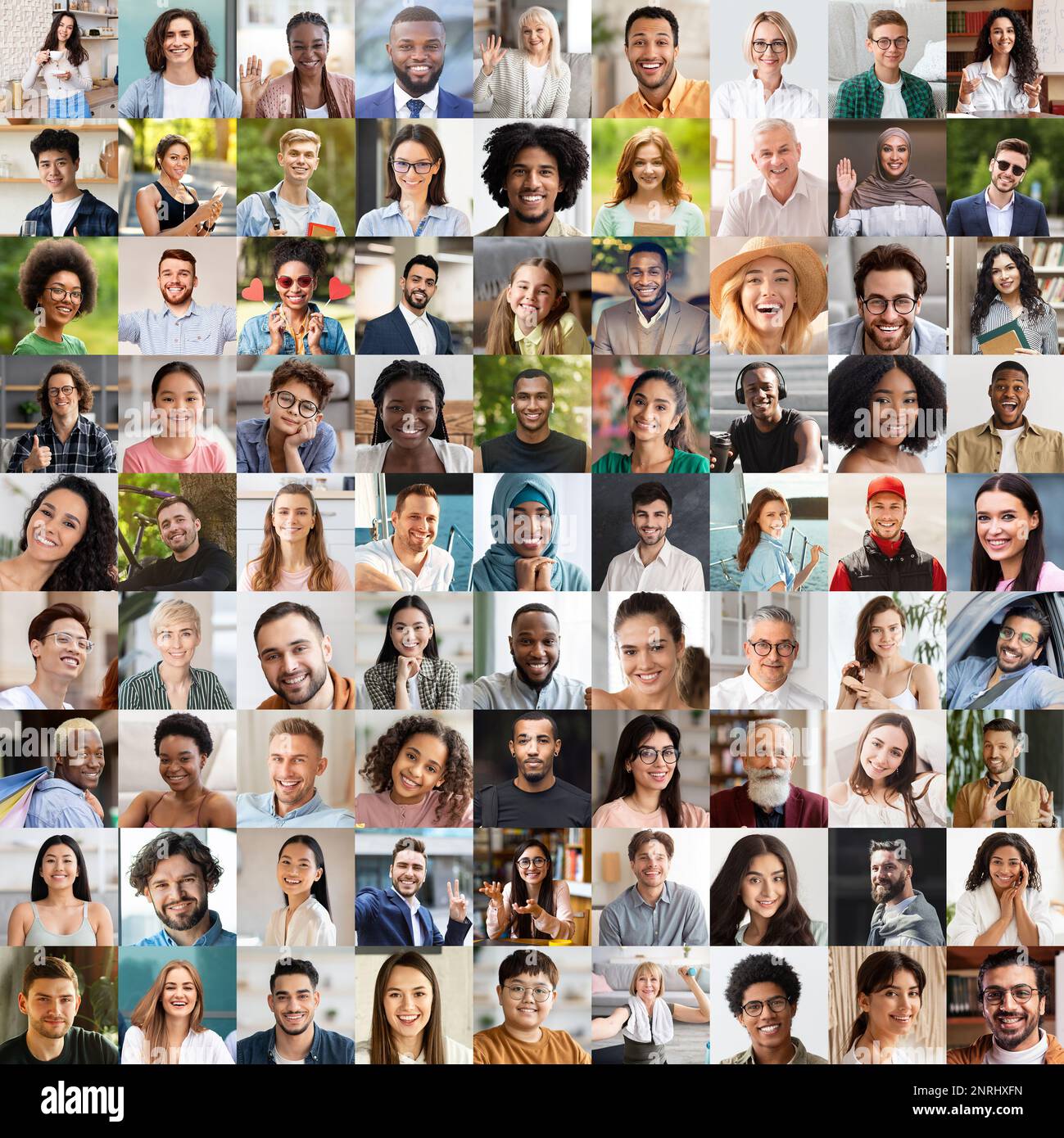 Set of closeup portraits of happy multiethnic people Stock Photo - Alamy