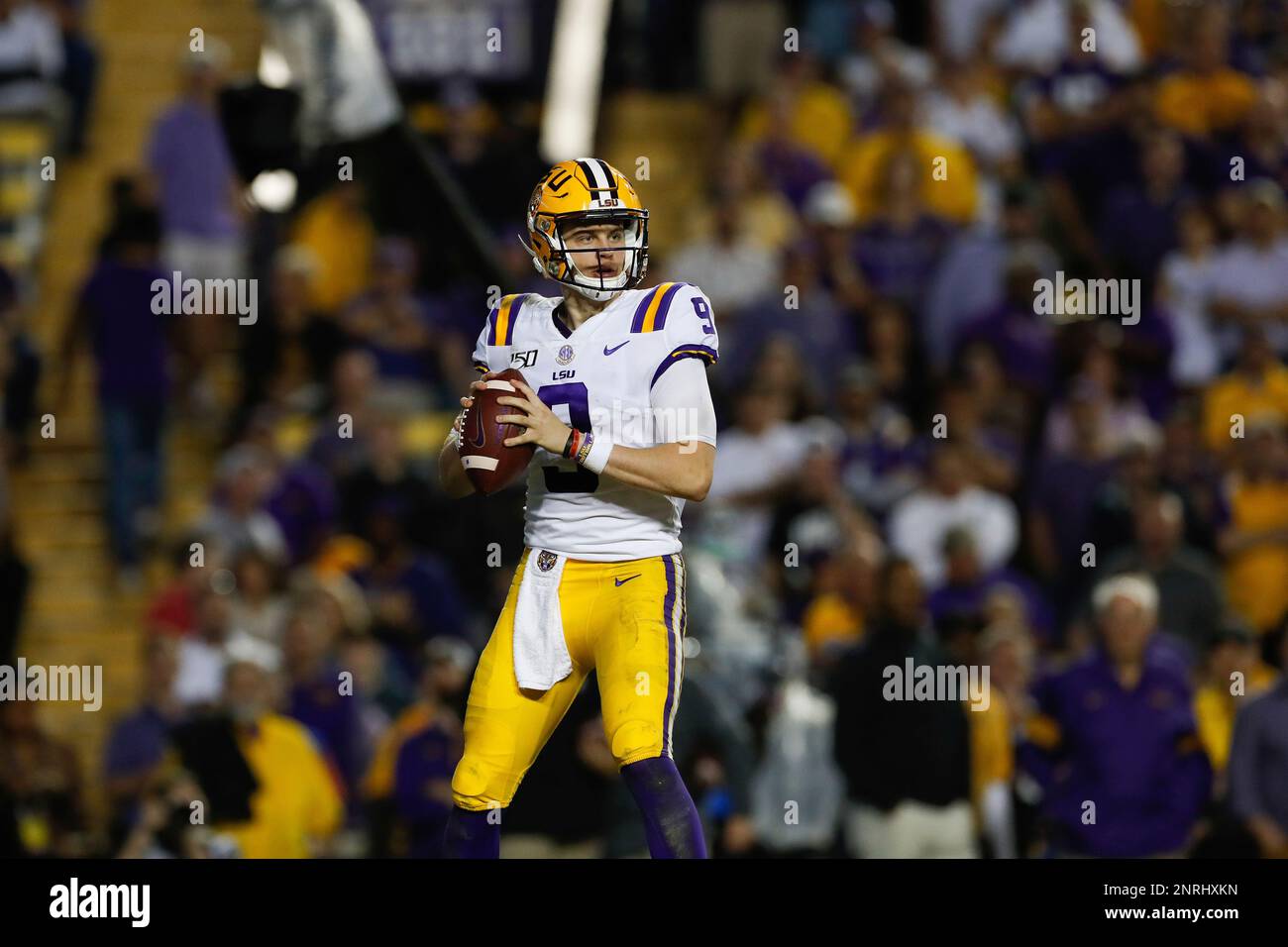 LSU quarterback Joe Burrow (9) throws the ball during an NCAA college ...