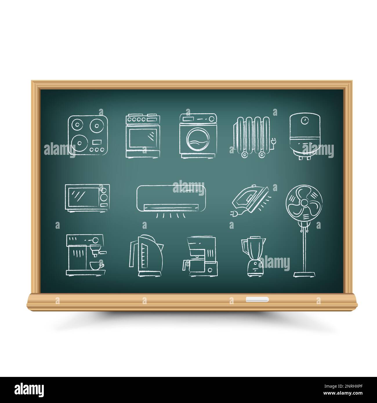 Chalk draw energy-consuming icons on blackboard Stock Vector Image ...