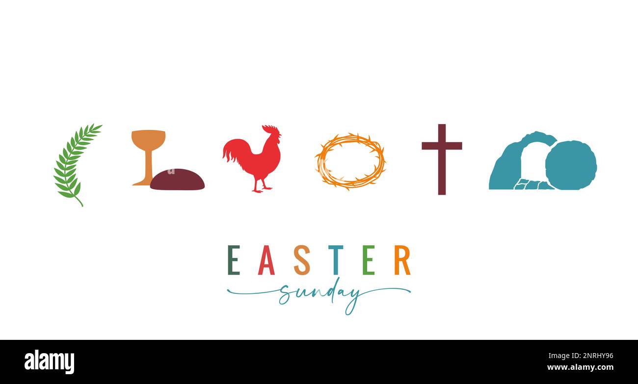Easter Sunday greeting card with Good Friday symbols. Celebrate ...