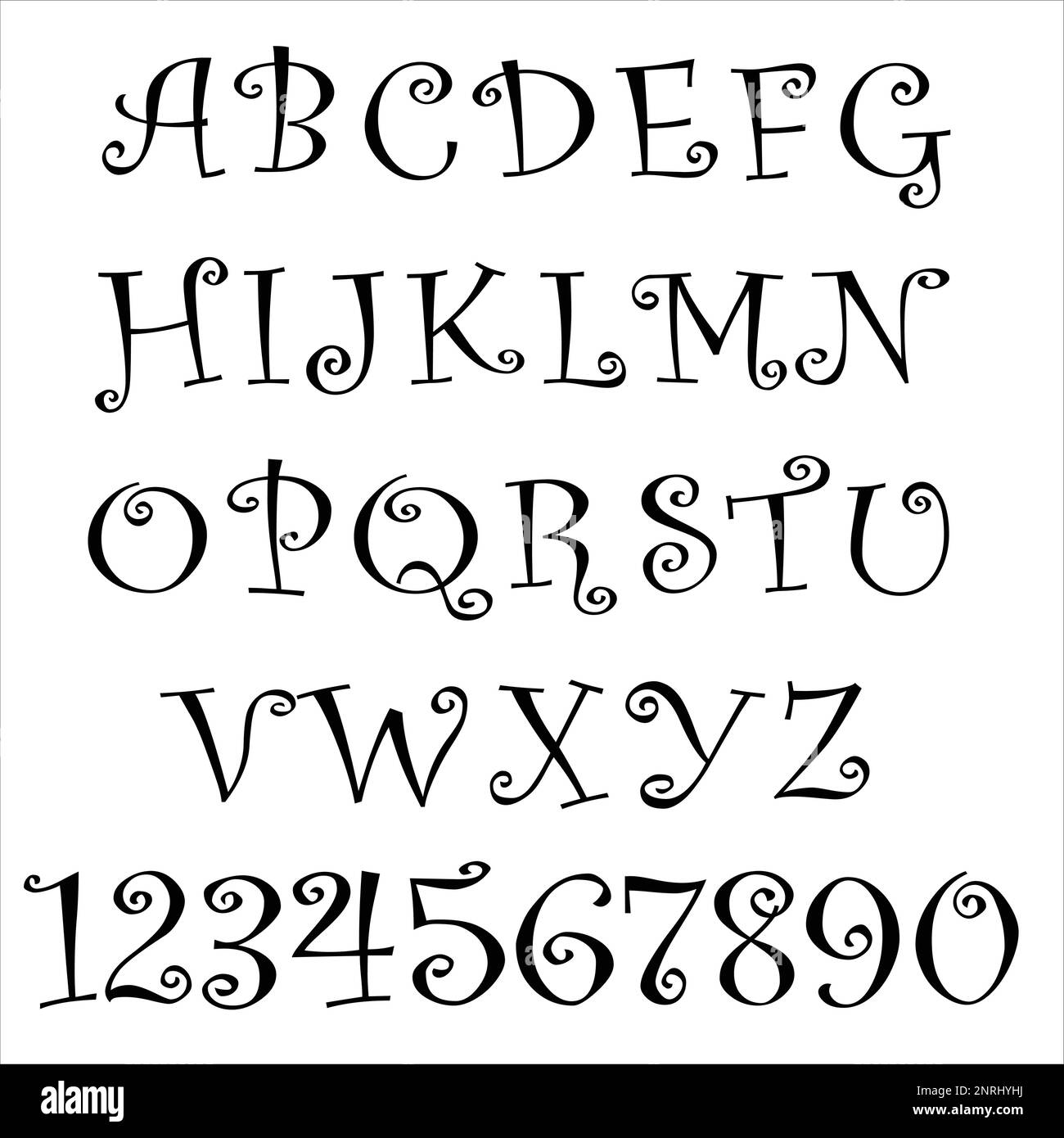 Handwritten script alphabet isolated on white background. Handmade ...