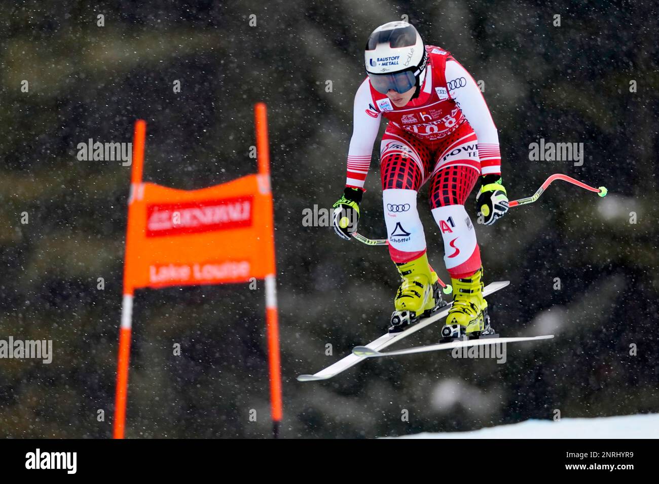 Nicole Schmidhofer, of Austria, skis down the course during the first ...