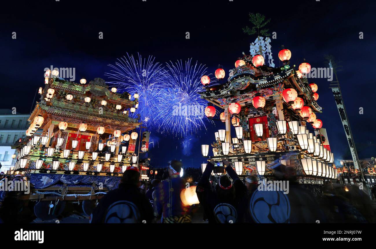 Chichibu Festival's Yataijyoji floats go through the street of Chichibu ...