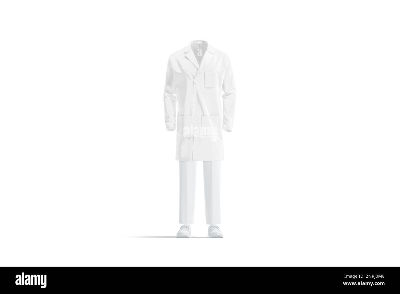 Blank white medical lab coat and trousers mockup, front view, 3d ...