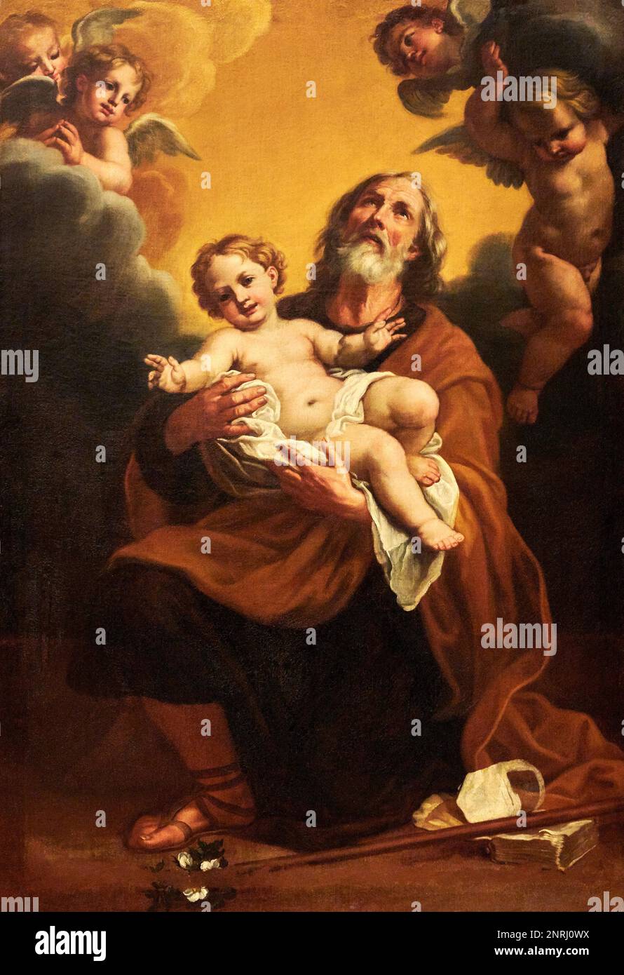San Giuseppe col Bambino - olio su tela - Robert De Longe - ultimo ...