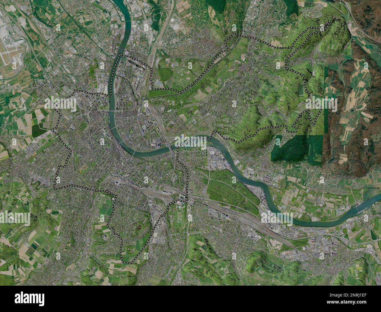 Basel-Stadt, canton of Switzerland. High resolution satellite map Stock ...