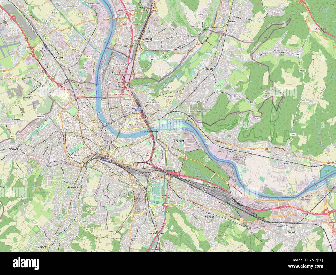 Basel-Stadt, canton of Switzerland. Open Street Map Stock Photo - Alamy