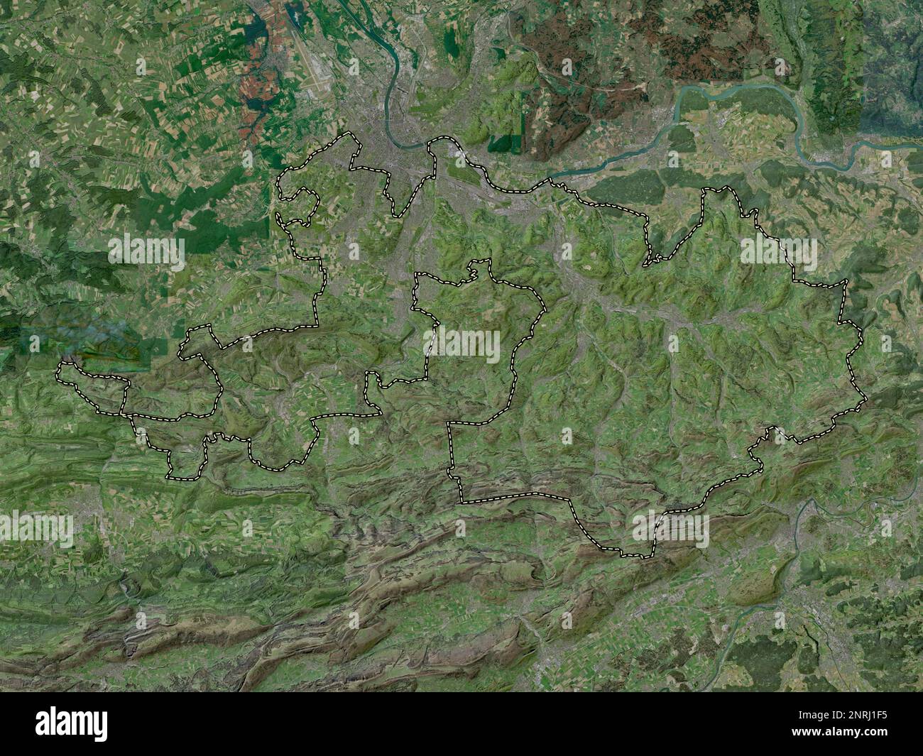 Basel-Landschaft, canton of Switzerland. High resolution satellite map ...