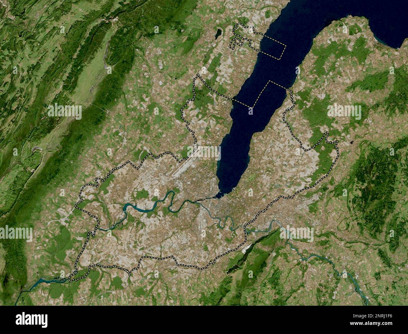 Geneve, canton of Switzerland. High resolution satellite map Stock ...