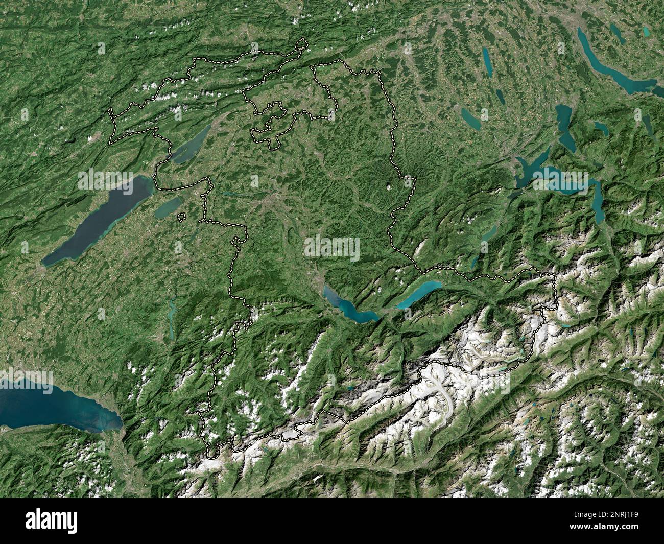 Bern, canton of Switzerland. Low resolution satellite map Stock Photo ...