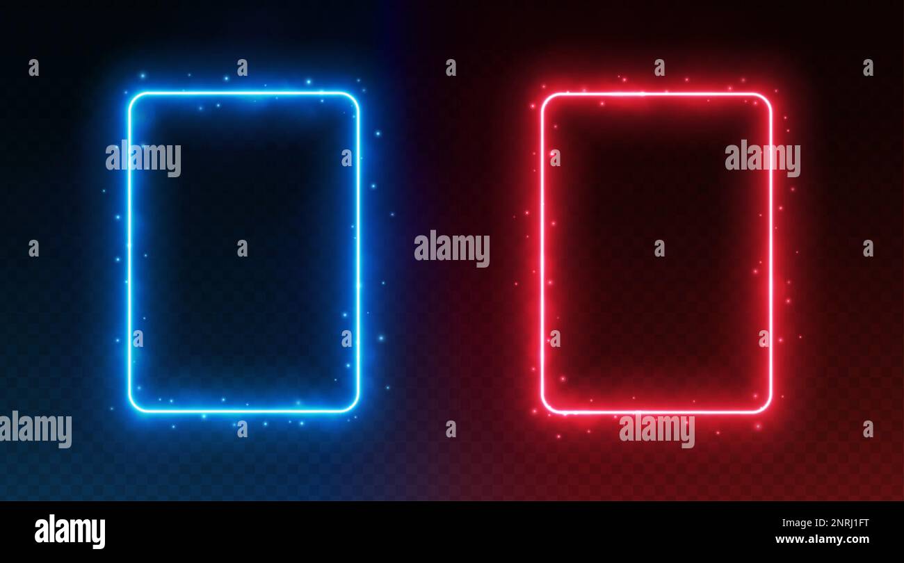Neon rectangle frames, glowing borders with smoke and sparkles, versus ...