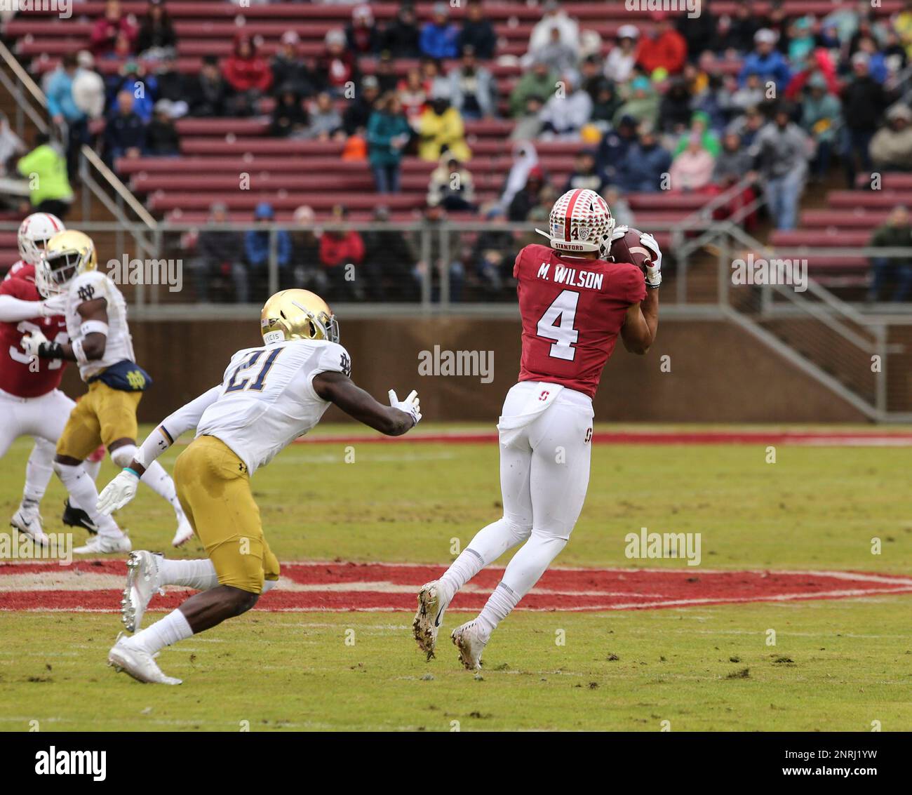 Stanford Cardinal wide receiver Michael Wilson (4) catches a pass as ...