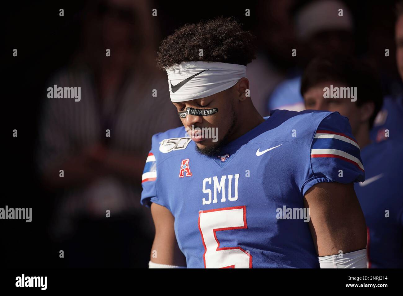 SMU Mustangs running back Xavier Jones (5) waits in the tunnel to be announced on Senior Day ...